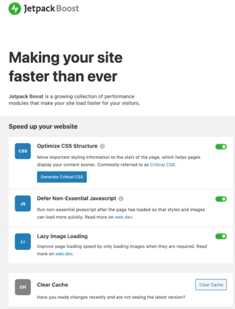 Jetpack Boost - A Web Vitals WordPress Plugin