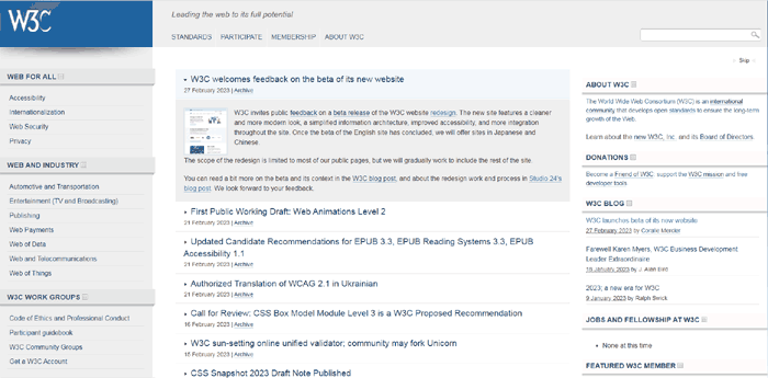 W3C Launches Beta Of New Website Redesign